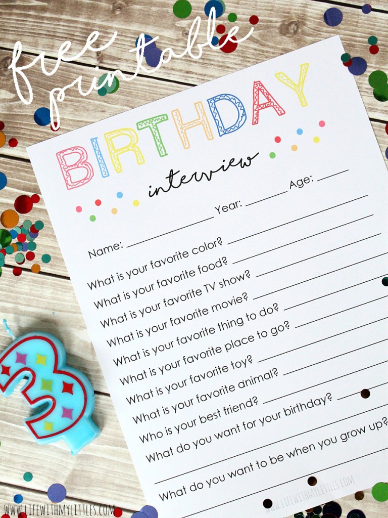 Free Birthday Interview Printable - Life With My Littles